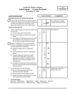Assignment 7 - Discussion Questions - Integrated Audit Practice Case ...