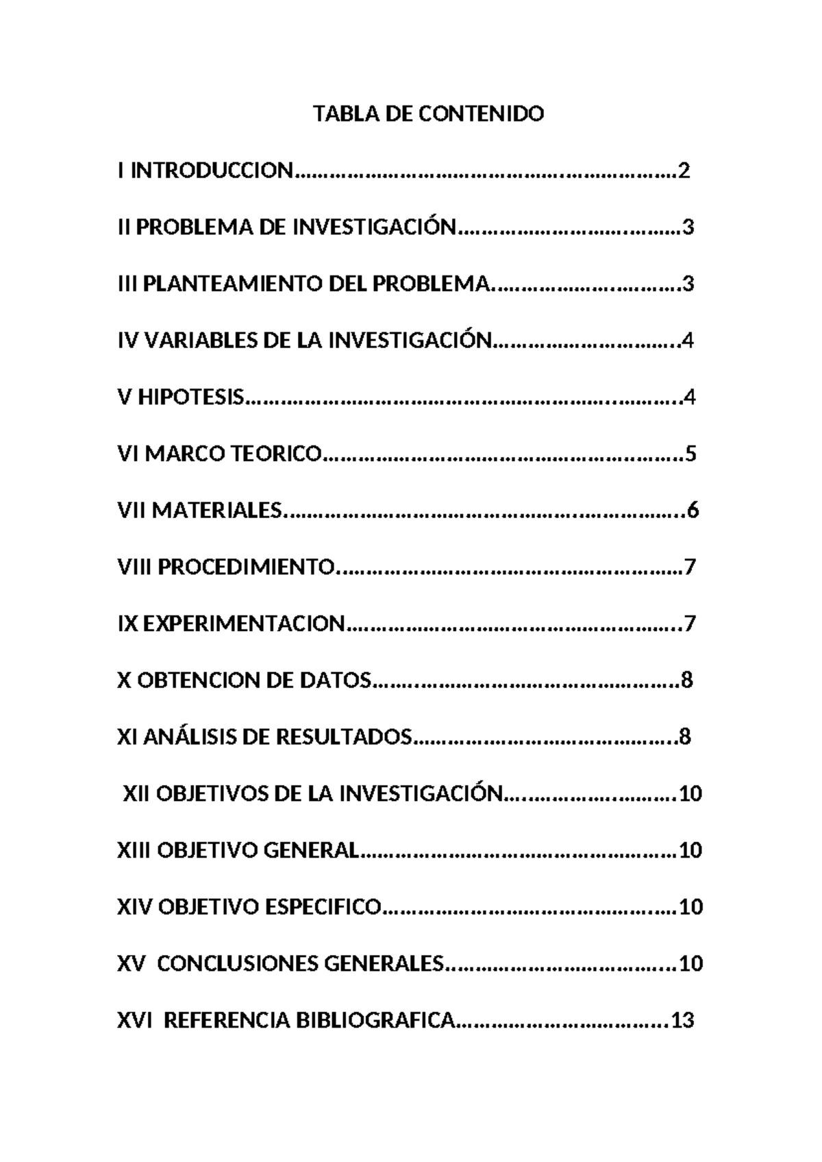 Peroxido de hidrogeno - informe de experimento - TABLA DE CONTENIDO I ...