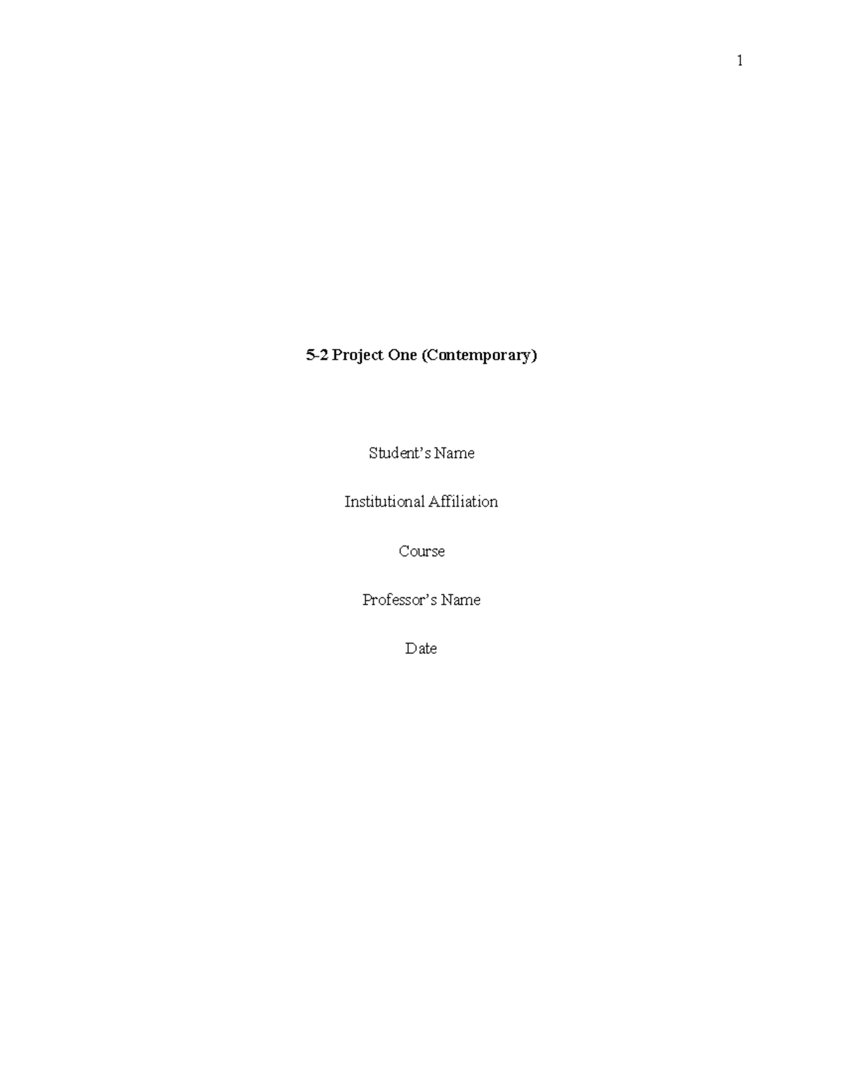 5-2 Project One (Contemporary) - 5-2 Project One (Contemporary) Student ...