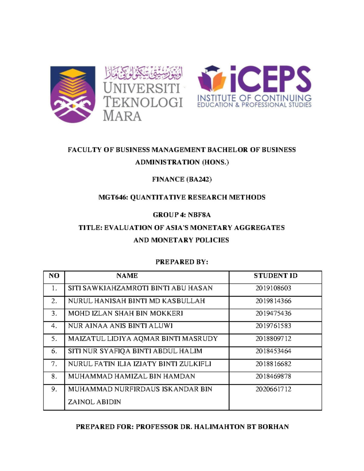 Report MGT646 Group 4 - assignment - FACULTY OF BUSINESS MANAGEMENT ...