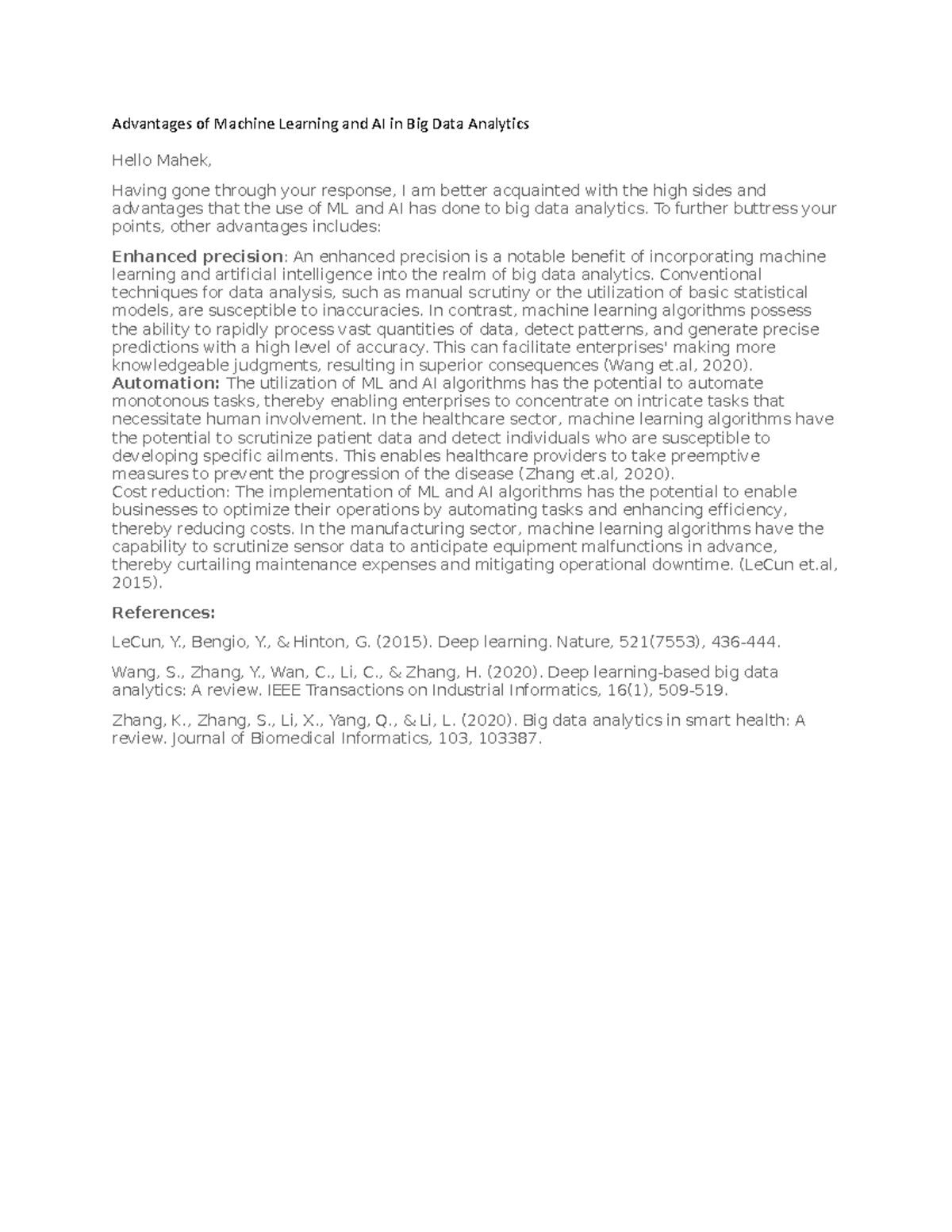 Week 3 discussion 2 - detailed - Advantages of Machine Learning and AI ...