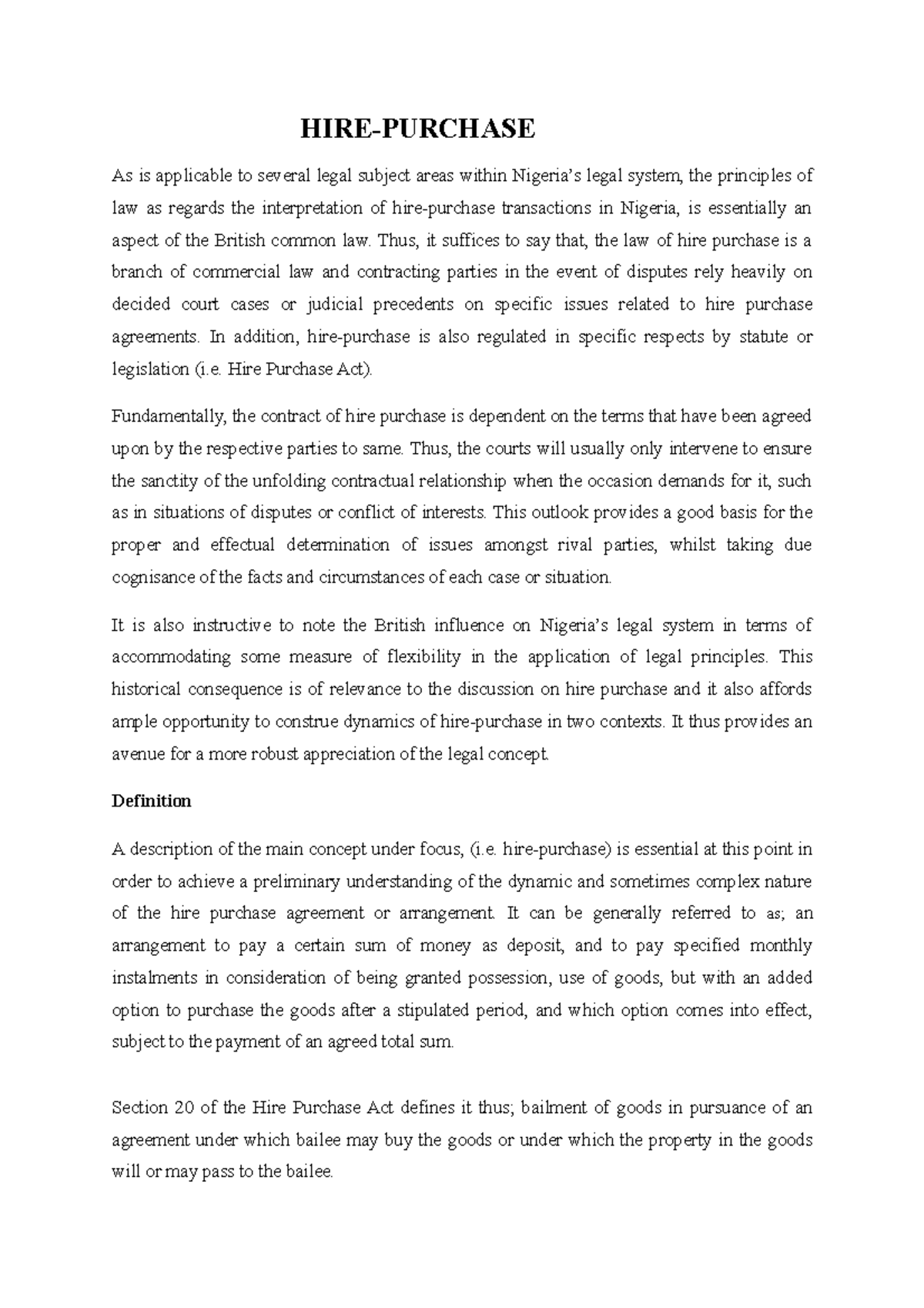 HIRE Purchase Notes 2 - Talks about adopting innovative management in ...