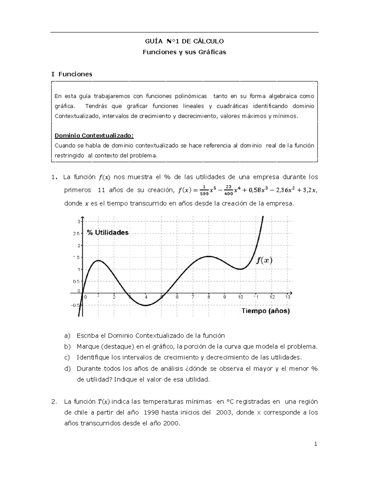 GUÍA 1 Cálculo - A estudiar - GUÍA N°1 DE CÁLCULO Funciones y sus ...