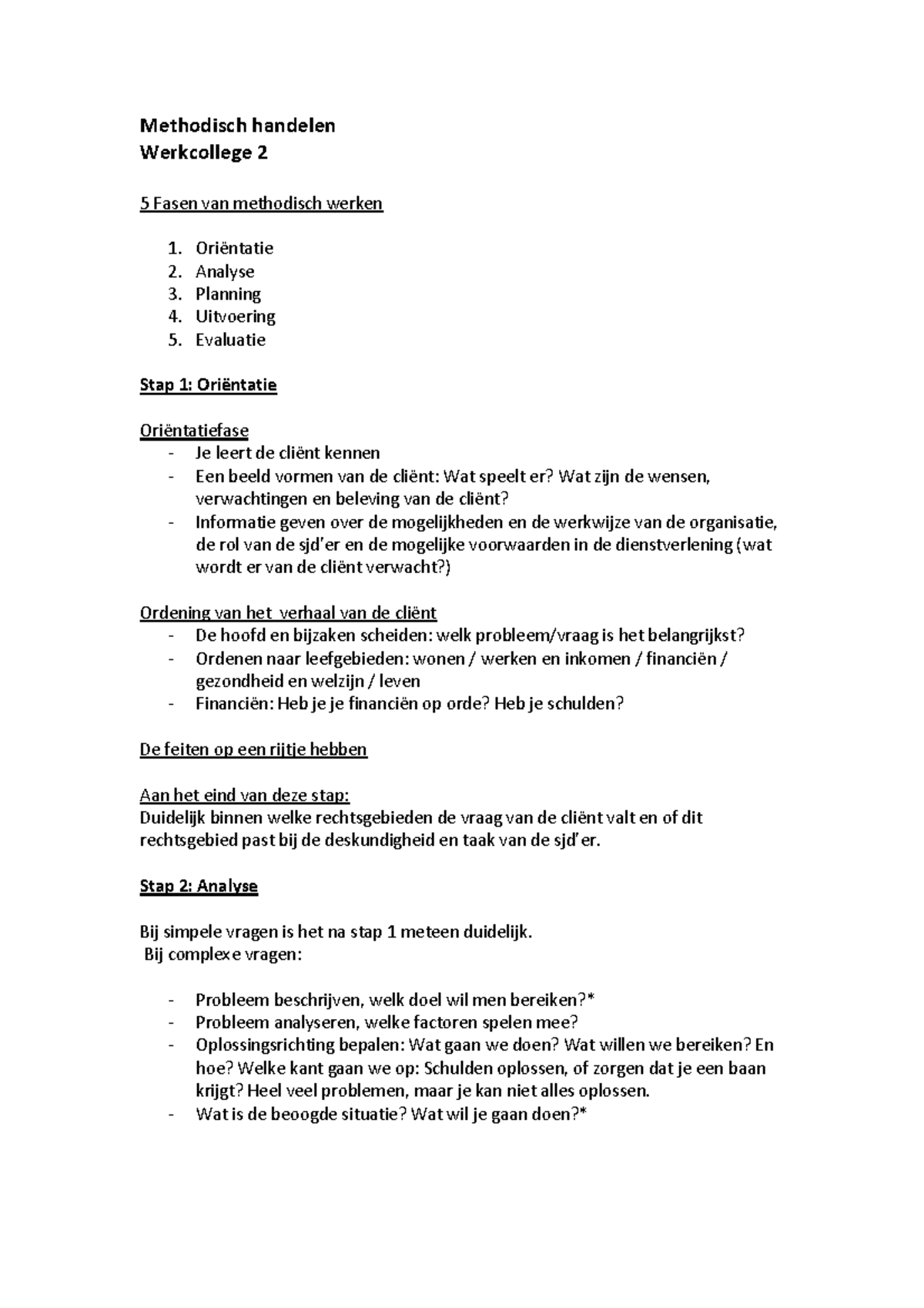 Methodisch Handelen 1 - College aantekeningen - Binder1 - Methodisch ...