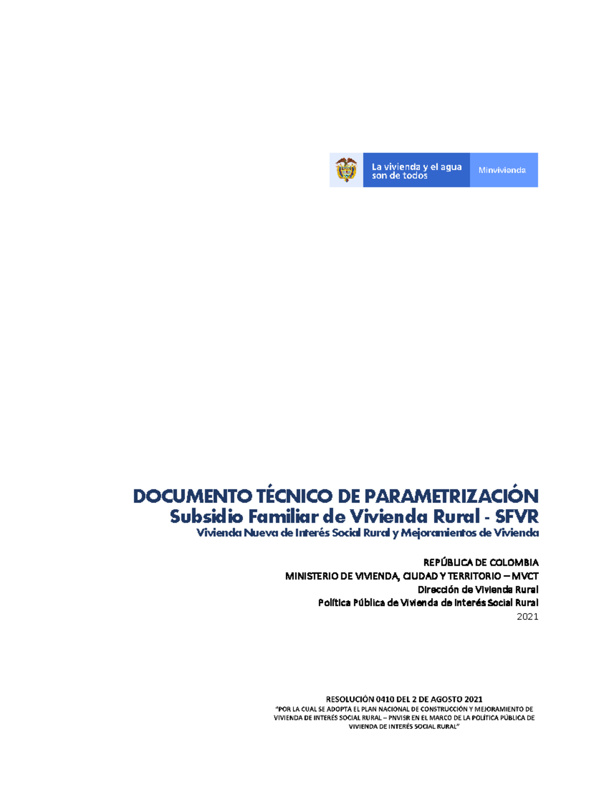 Anexo-c-documento-de-parametrizacion VIS Rural - DOCUMENTO TÉCNICO DE PARAMETRIZACIÓN Subsidio ...