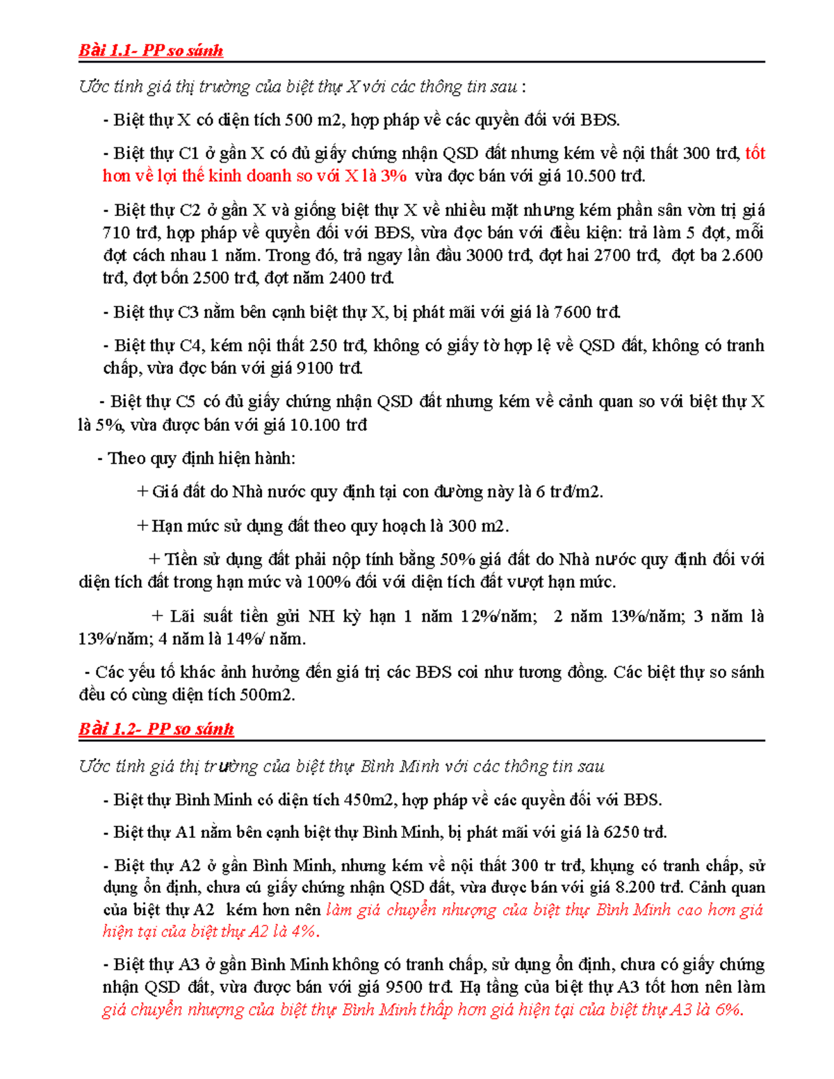 BAI TAP DINH GIA 10 bài - fqfq - Bài 1- PP so sánh Ước tính giá thị ...