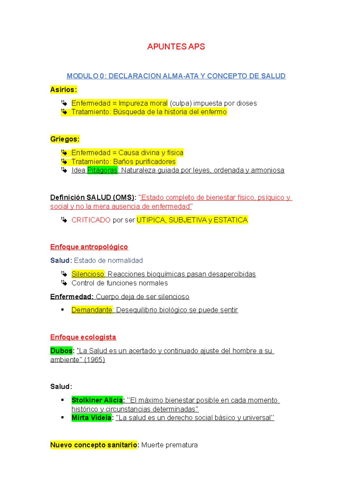 Apuntes APS - Apunte de APS1 - APUNTES APS MODULO 0: DECLARACION ALMA ...