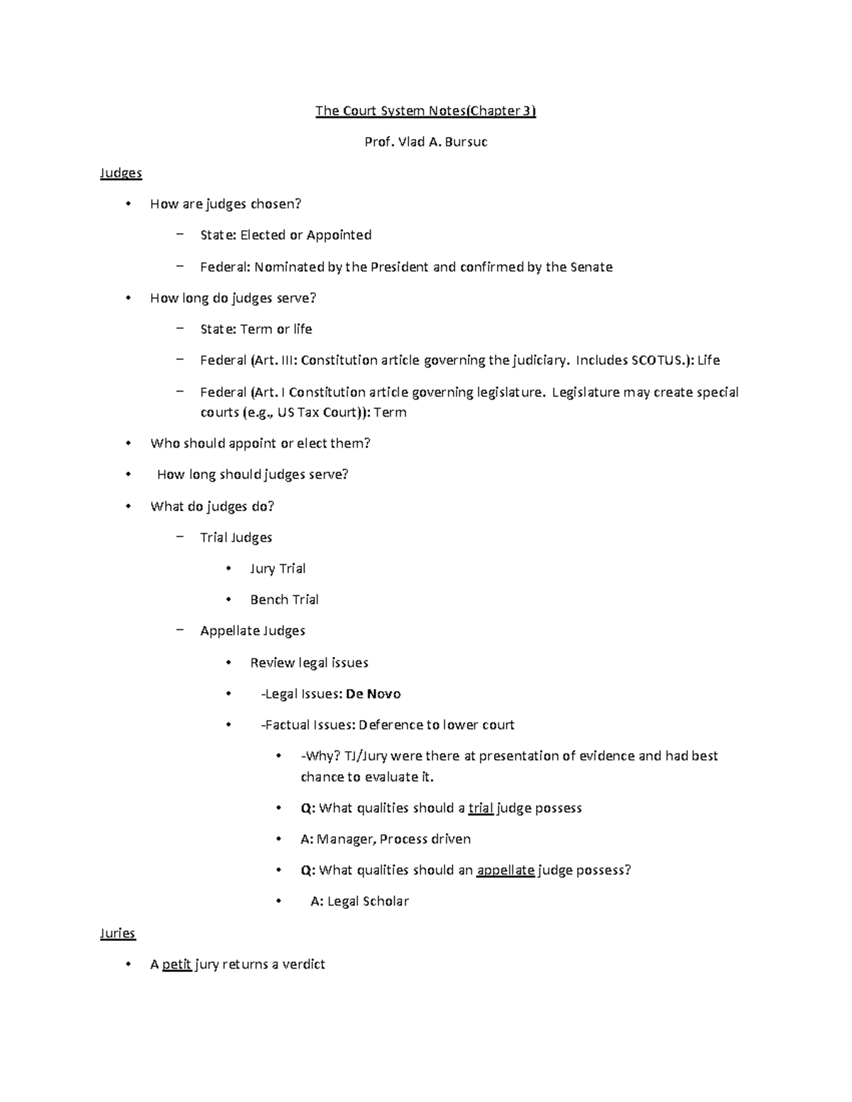 The Court System Notes - The Court System Notes(Chapter 3) Prof. Vlad A ...