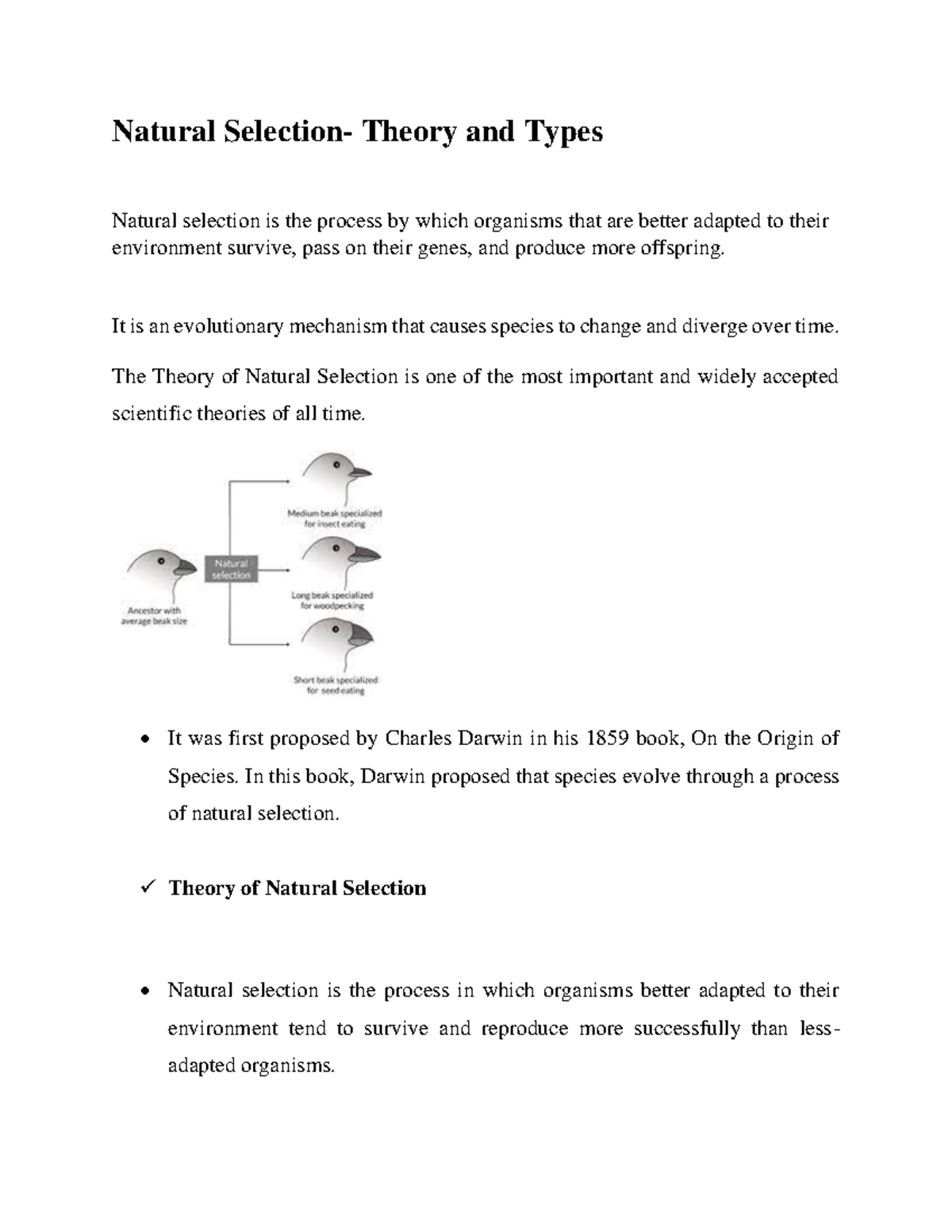 Natural Selection- Theory and Types - Natural Selection- Theory and Types Natural selection is ...