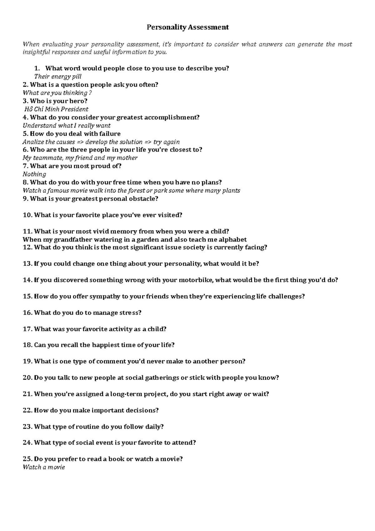 Personality Assessment - Personality Assessment When evaluating your ...