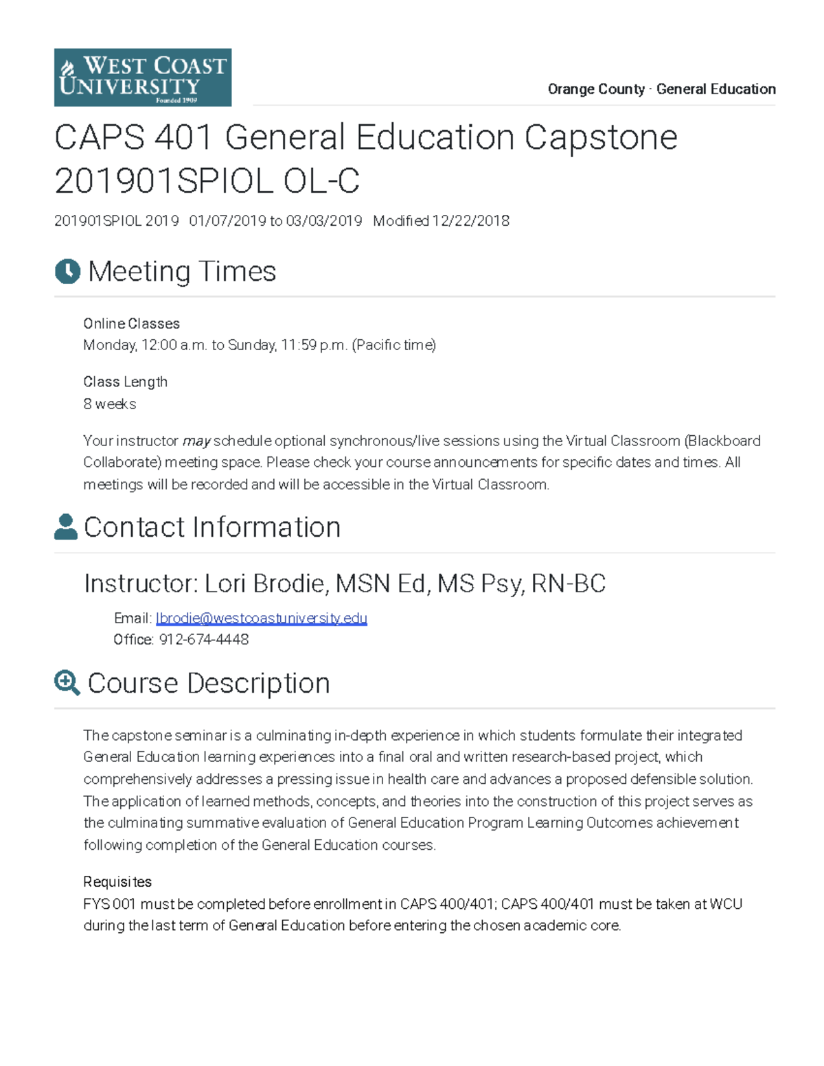 CAPS 401 General Education Capstone 2019 01 Spiol OL-C Syllabus ...