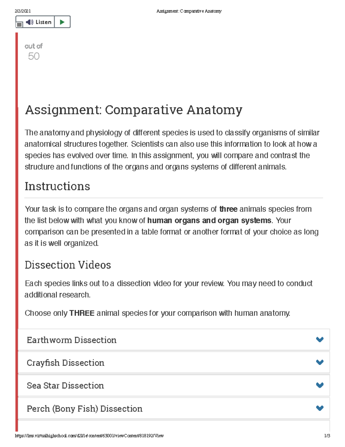 Assignment comparative anatomy - 2/2/2021 Assignment: Comparative ...