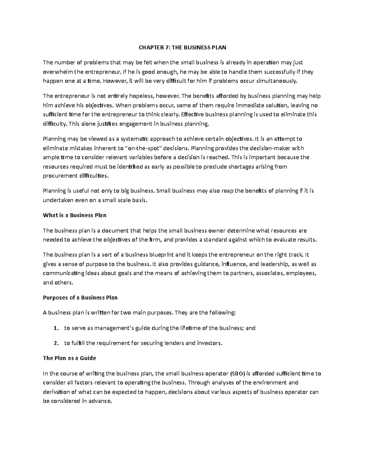 Chapter 7 THE Business PLAN - ethics - CHAPTER 7: THE BUSINESS PLAN The ...