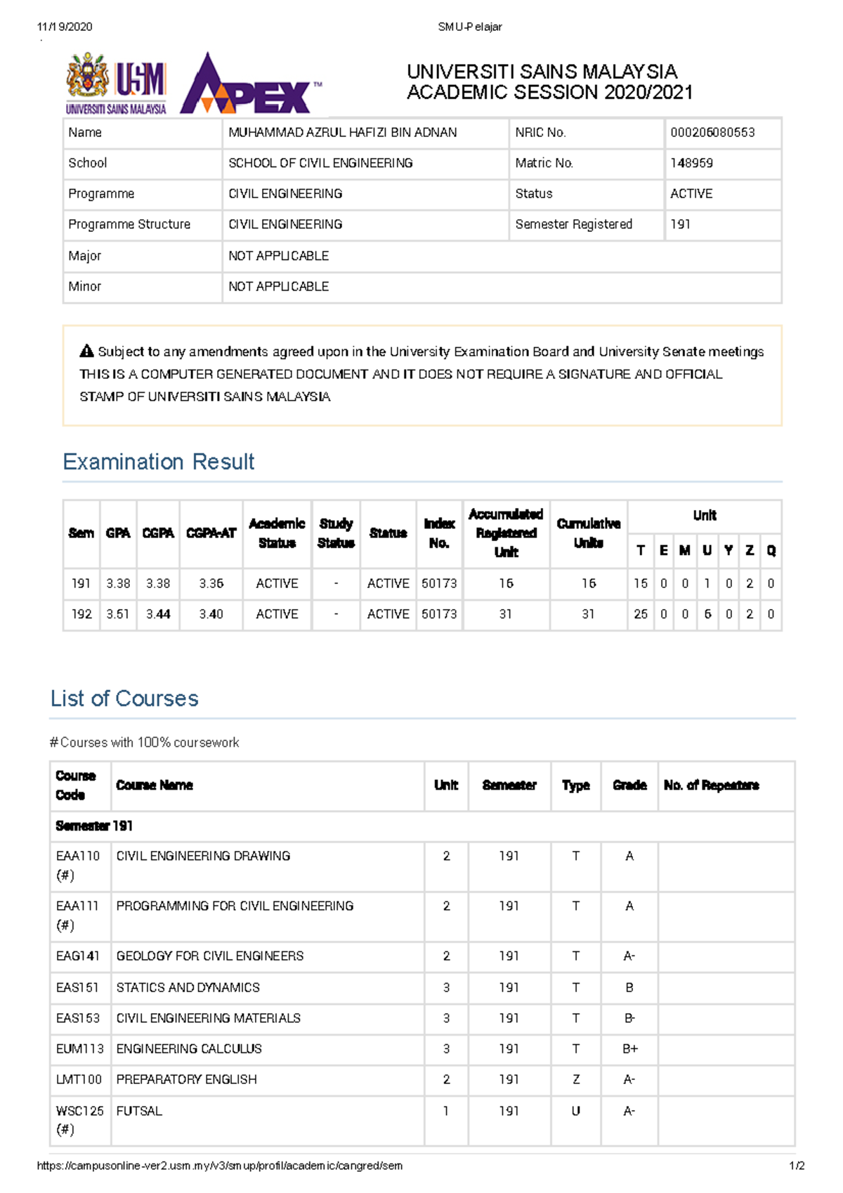 Transkrip - for your reference - 11/19/2020 SMU-Pelajar - Studocu