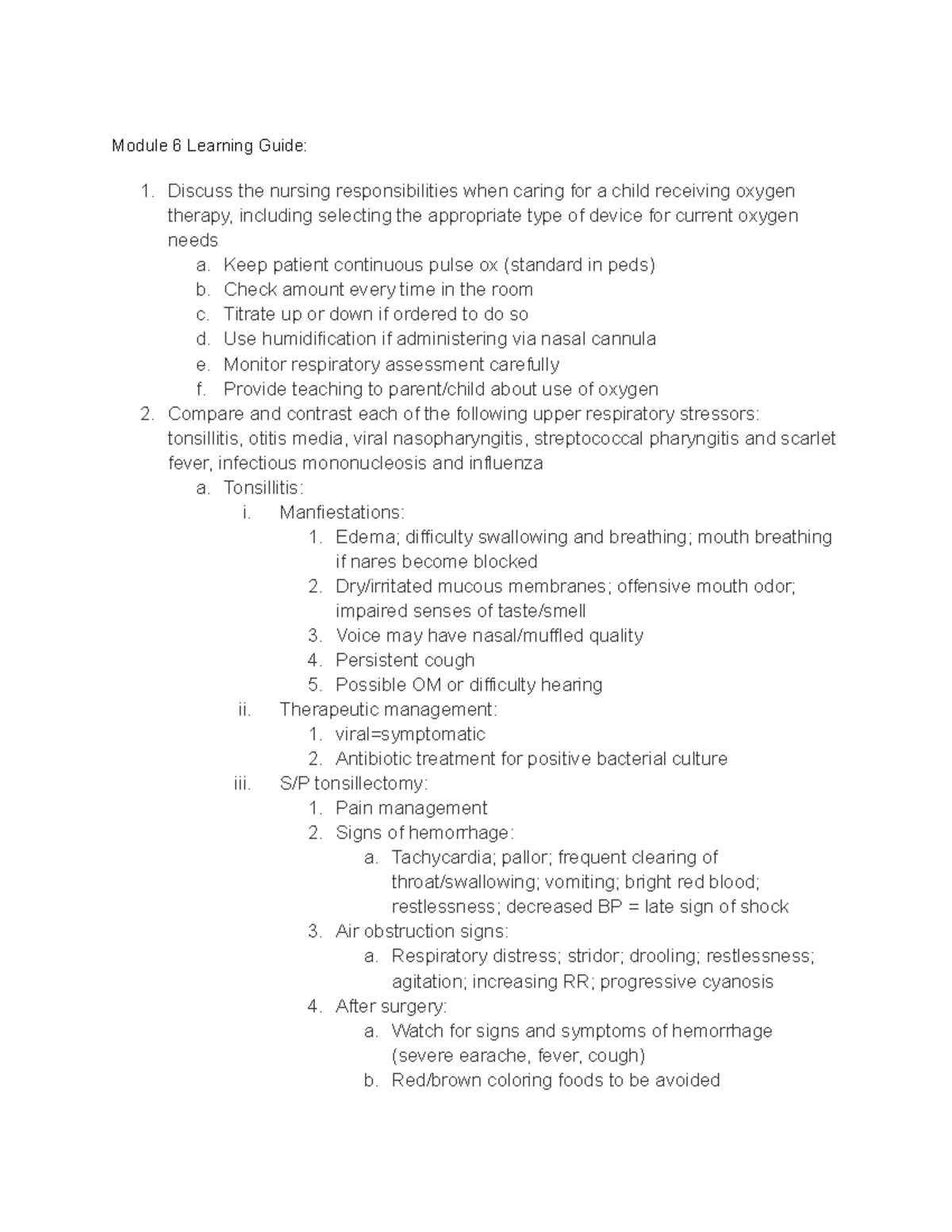 PEDS EXAM 2 - exam 2 learning objectives - Module 6 Learning Guide ...