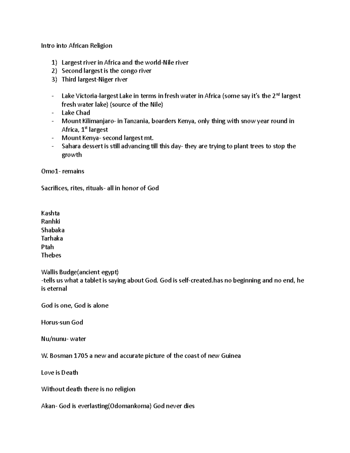 Intro into African Religion Notes - Intro into African Religion 1 ...