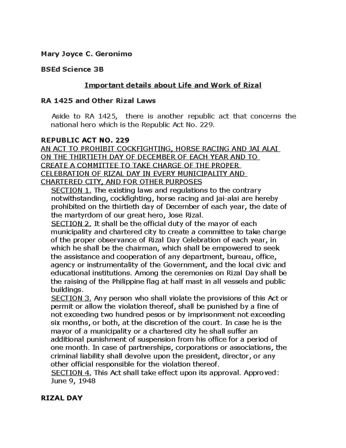 Geronimo MARY Joyce C - Just an additional information. - Mary Joyce C ...