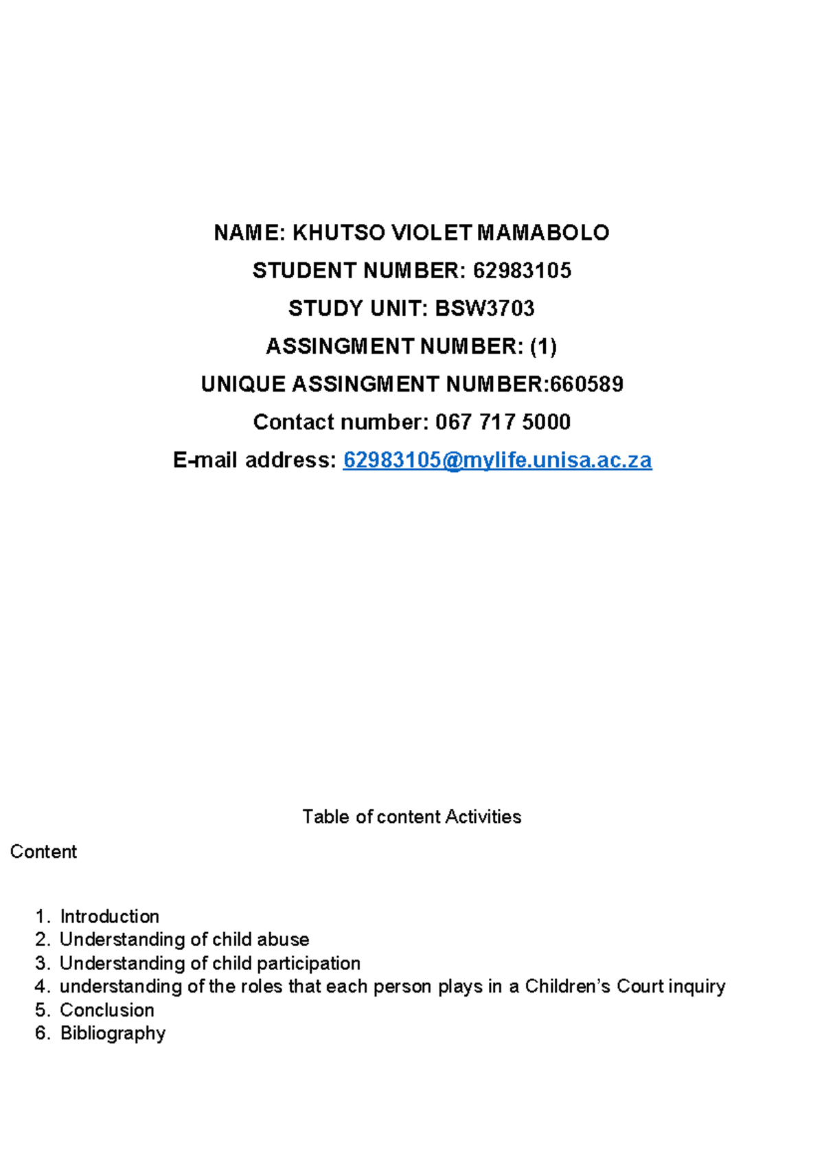 AS1 bsw3704 - notes - NAME: KHUTSO VIOLET MAMABOLO STUDENT NUMBER ...