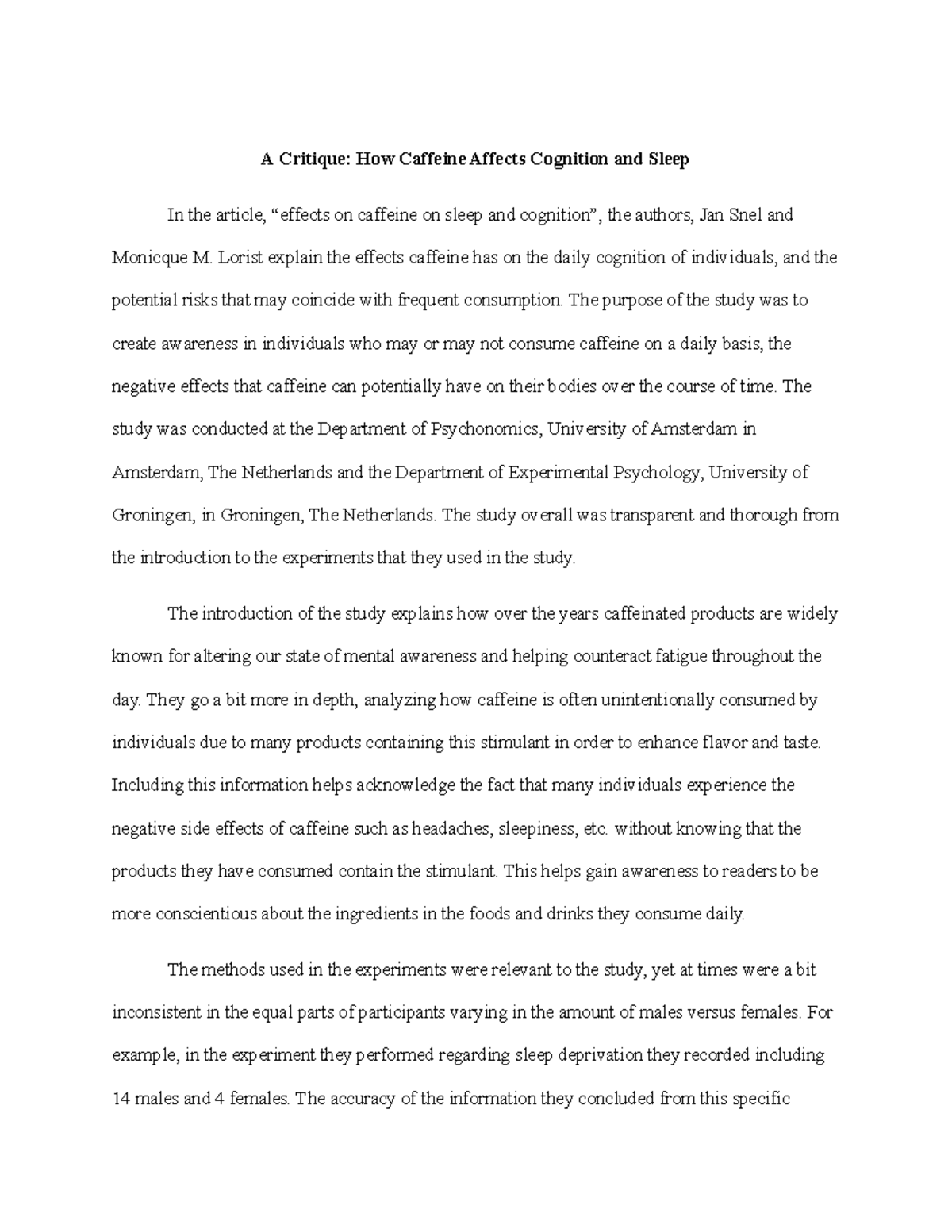 Paper critique example 1 - KIN 4123 - UTSA - Studocu