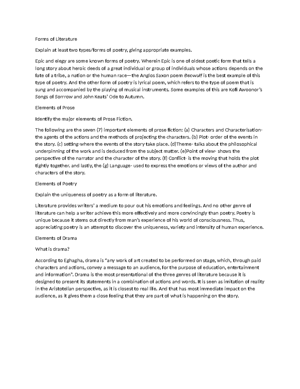 Forms of Literature - Forms of Literature Explain at least two types ...