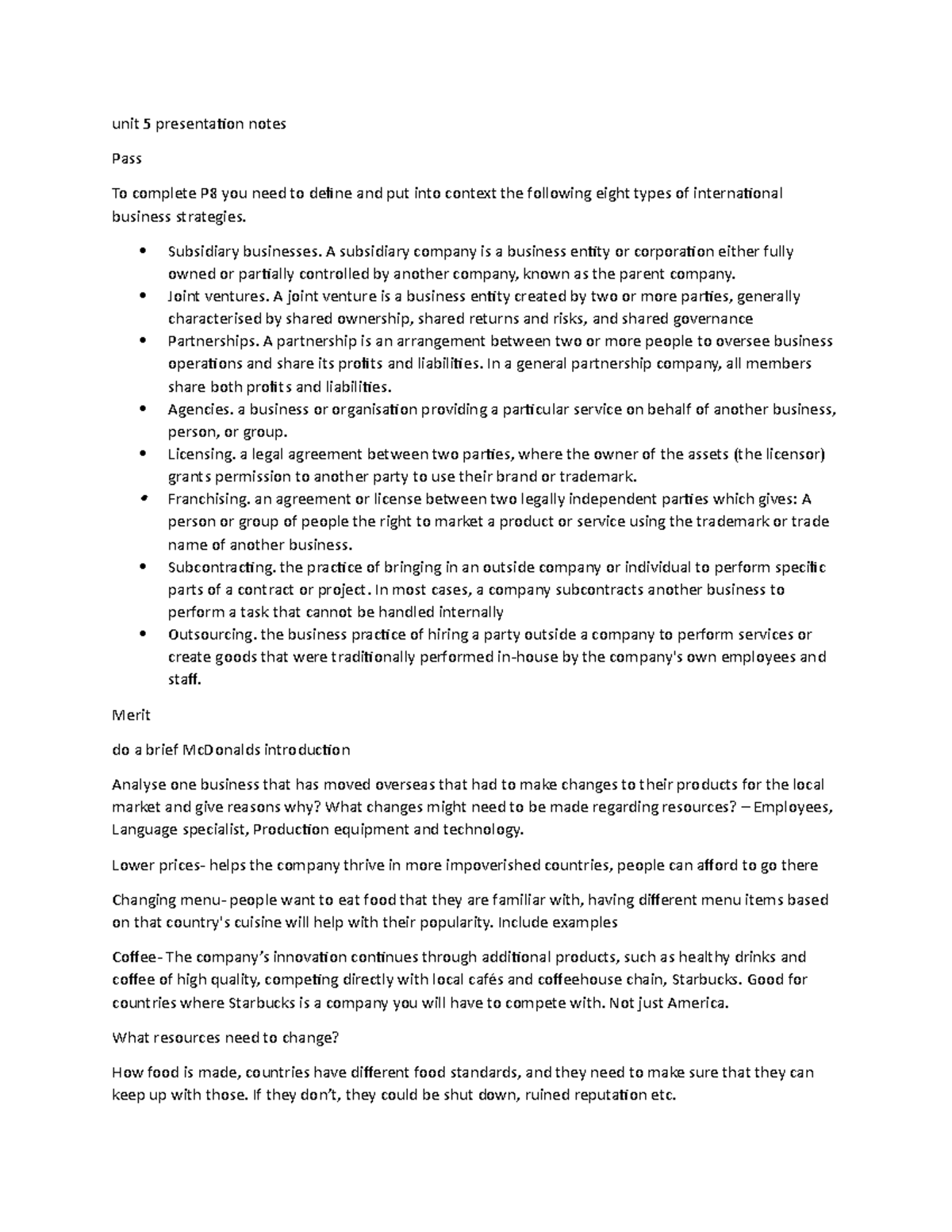 Unit 5 presentation notes - unit 5 presentation notes Pass To complete ...