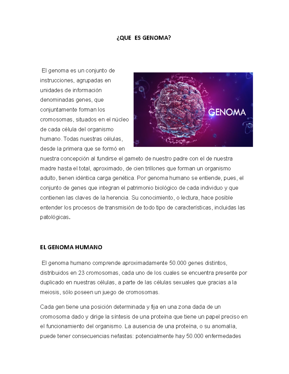 Biologia - ¿QUE ES GENOMA? El genoma es un conjunto de instrucciones ...