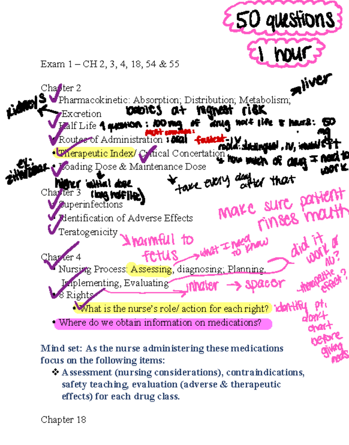 Exam 1 Study Guide - helps! - Exam 1 – CH 2, 3, 4, 18 , 54 & 55 Chapter ...