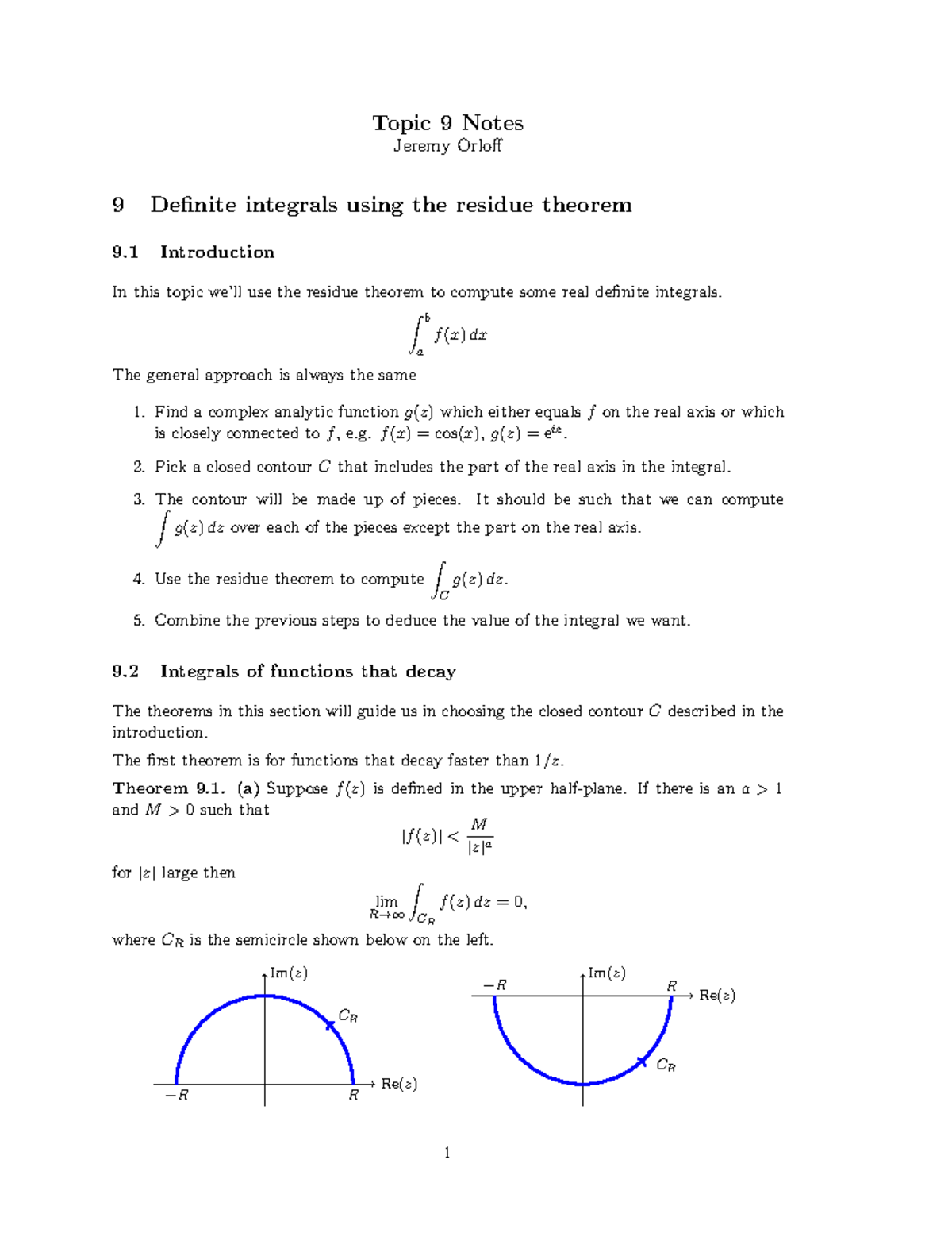 Topic 9 - Notes - Topic 9 Notes Jeremy Orloff 9 Definite integrals ...