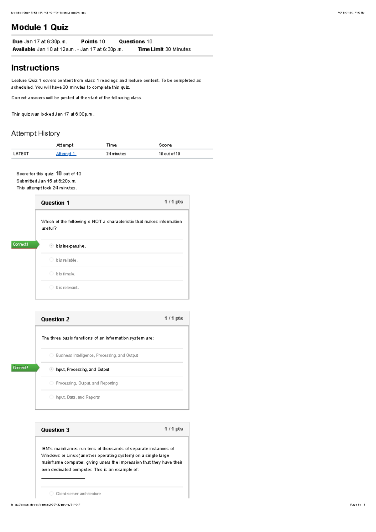 Module 1 Quiz: BUSI 335 201 2022W2 Information Systems - Module 1 Quiz: BUSI 335 201 2022W2 ...