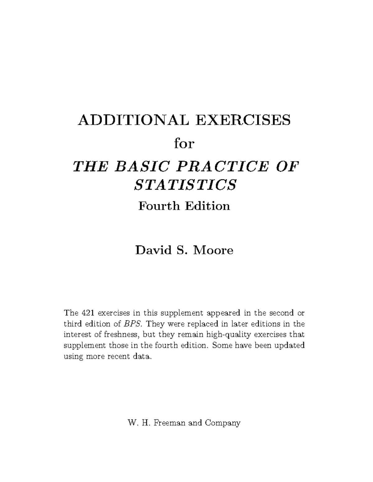 stat 1600 practice materials additional exercise 2 - ADDITIONAL EXERCISES for THE BASIC PRACTICE ...