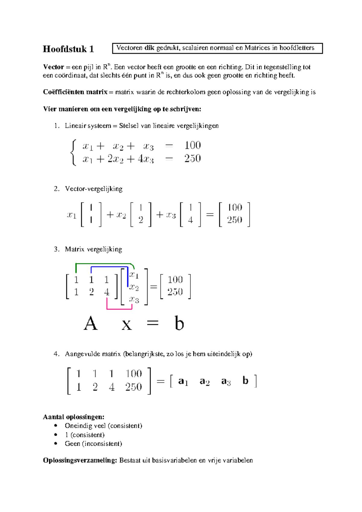 Document over vectoren - Hoofdstuk 1 Vector = een pijl in Rn. Een ...