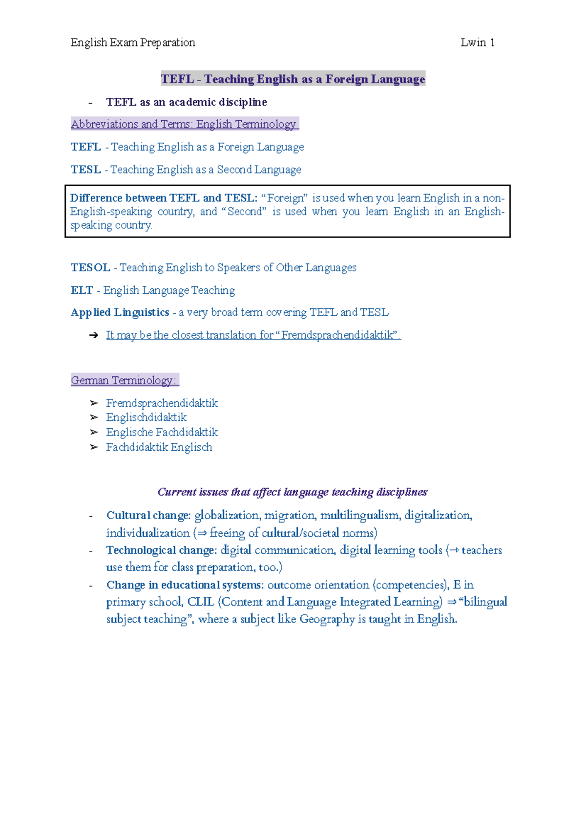 English Exam Preparation - TEFL - Teaching English as a Foreign ...