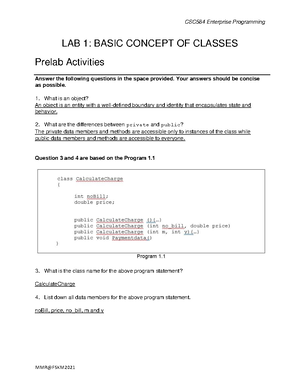 Labcsc 584 3 - Exercise - LAB 3: POLYMORPHISM Lab Activities 1. The following program shows ...