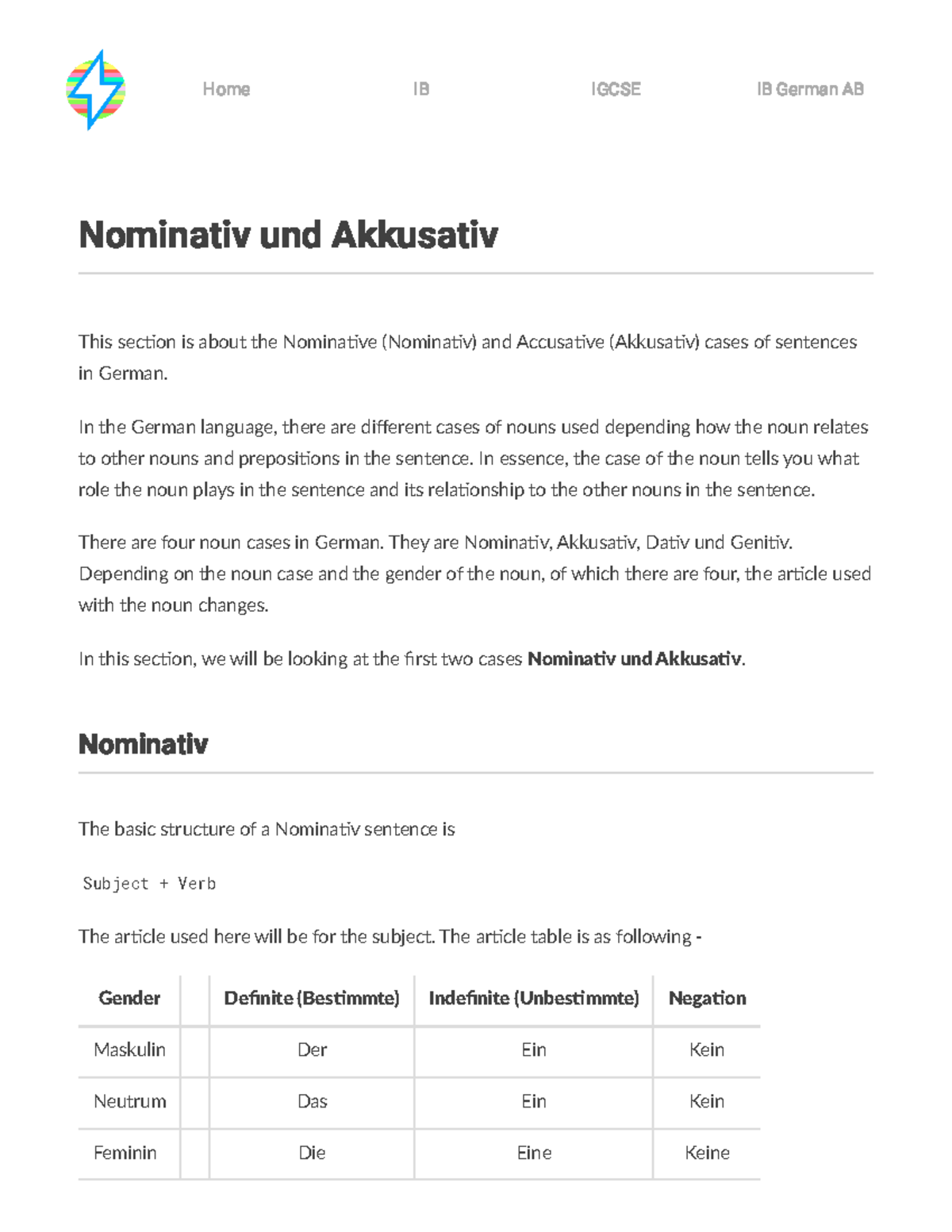 Nominativ und Akkusativ - In the German language, there are different ...