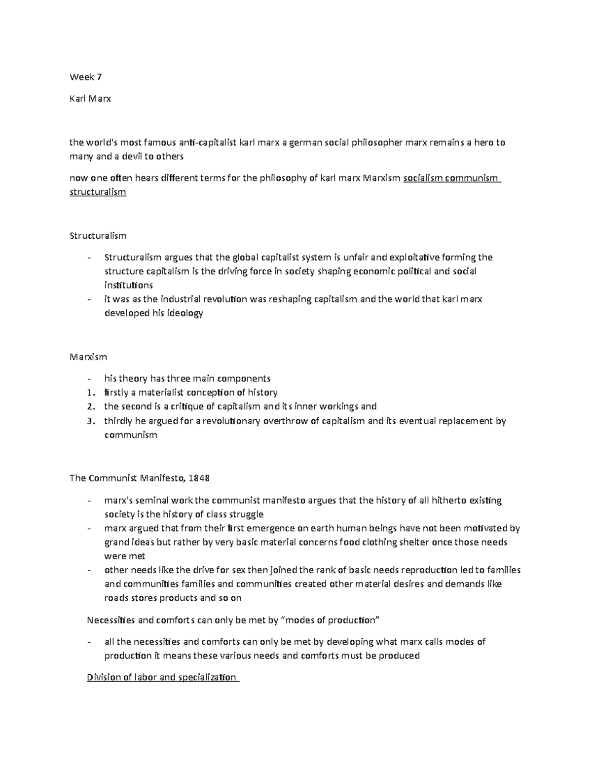 Week 7 - Jackson. Karl Marx, structuralism, Marxism, the communist ...