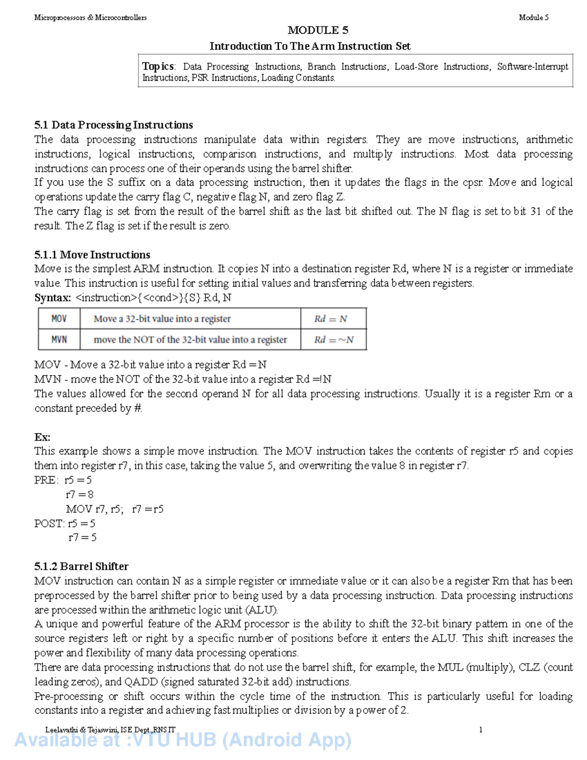 943 1696670840334 - Mce - MODULE 5 Introduction To The Arm Instruction ...