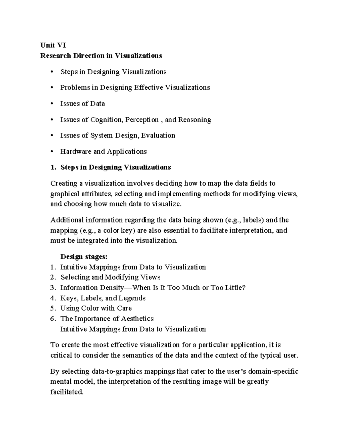 Unit V dvt - unit 5 notes - Unit VI Research Direction in ...