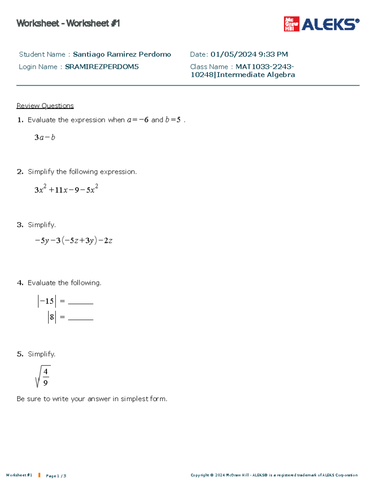Worksheet - There are 3 sheets that will help you to remember basic ...