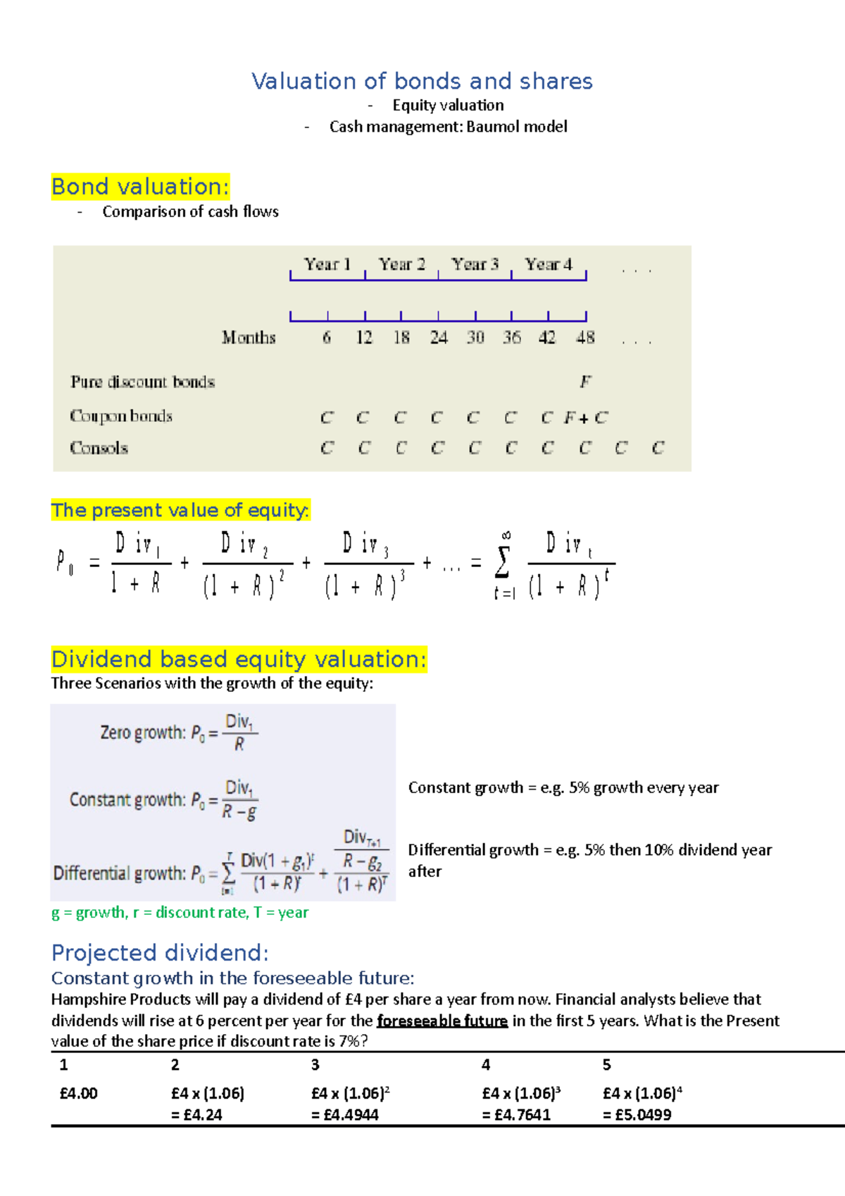 7 - Valuation of bonds and shares - Valuation of bonds and shares ...
