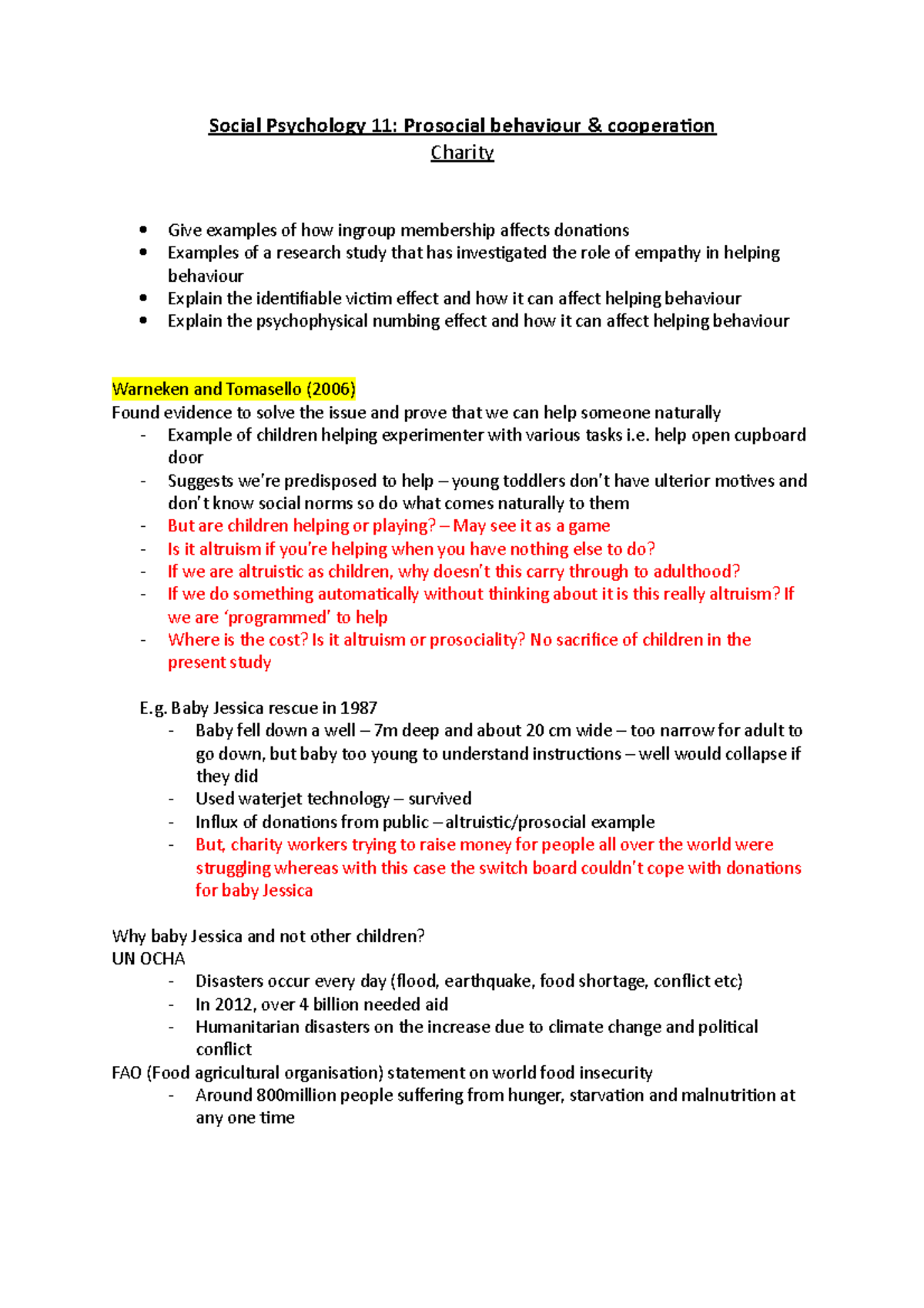 Lecture 11 - Prosocial Behaviour and Cooperation - Social Psychology 11 ...