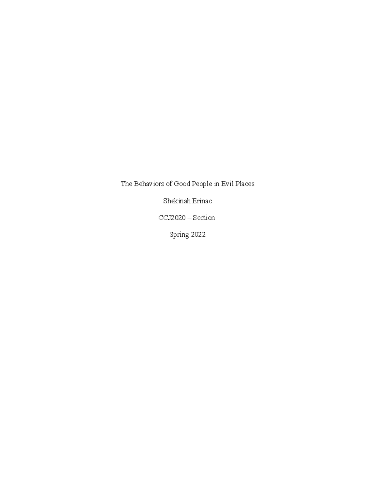CCJ2020 - Liberal Studies Assignment - The Behaviors of Good People in ...
