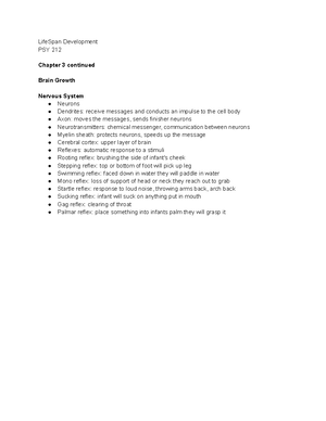Lifespan 4 - Lecture notes - Lifespan Development PSY 212 Chapter 2 ...