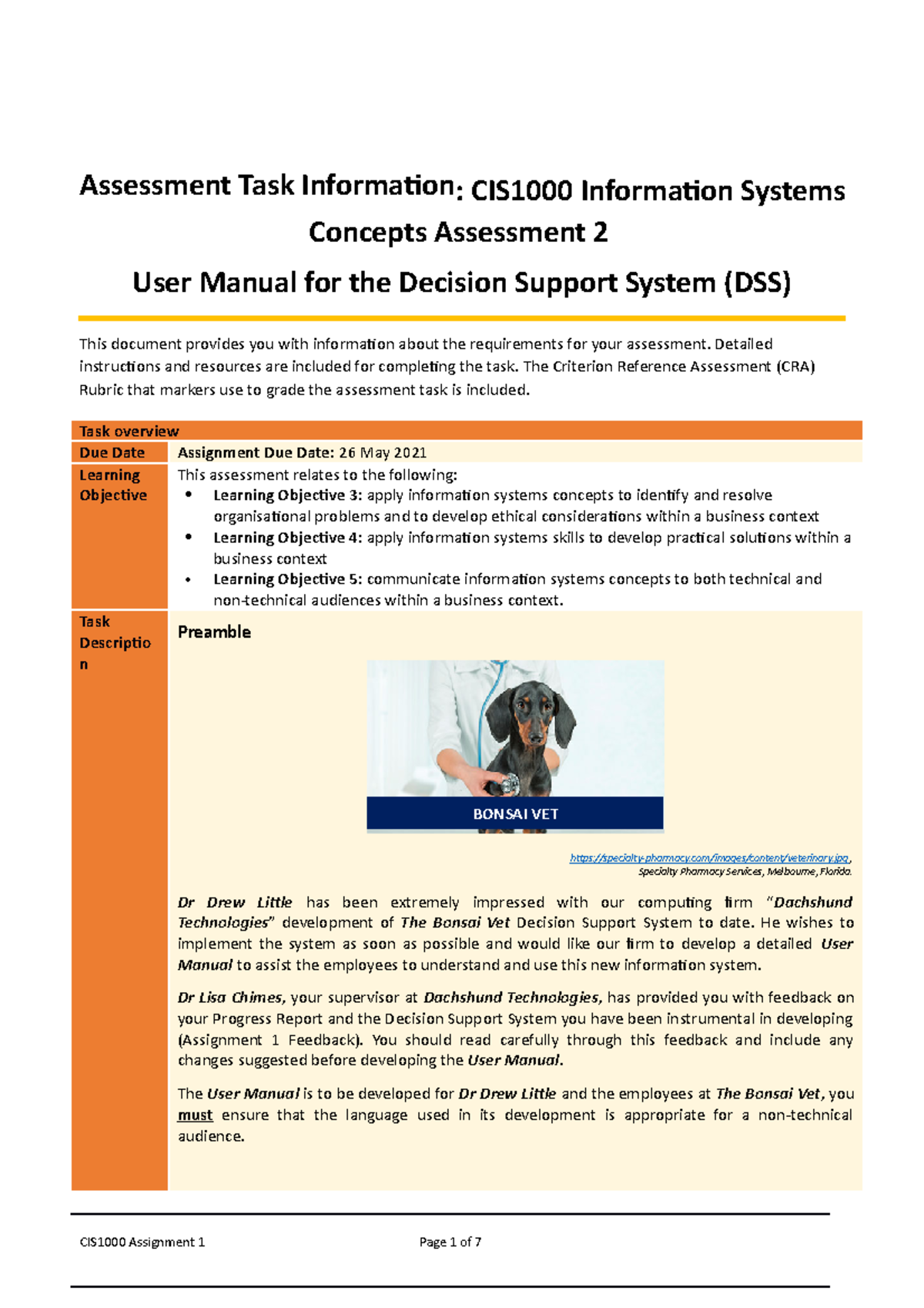 Assignment 02 Assessment Task Information S1 2021 - Assessment Task Information: CIS1000 ...