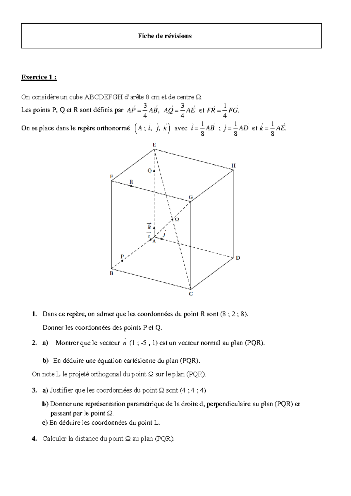 Term c6 rev - llllllllllllll - Fiche de révisions Exercice 1 : On ...