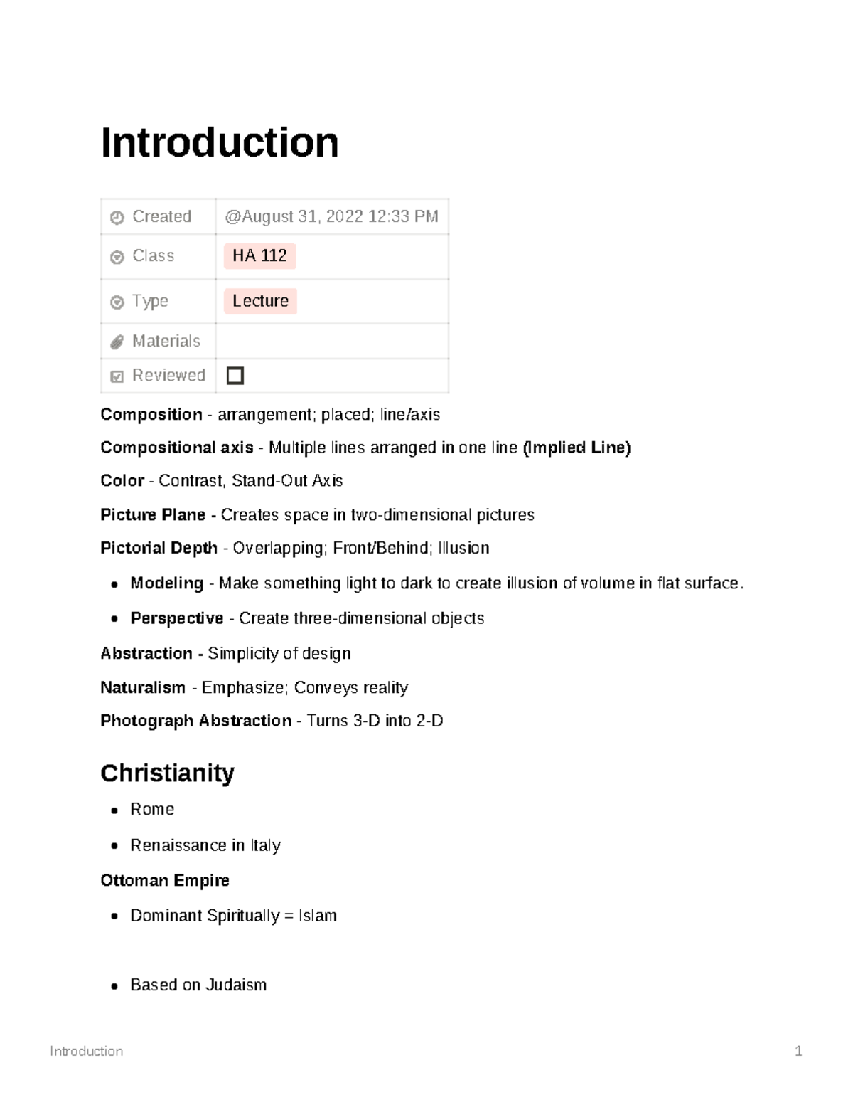 Introduction to History of Western Art/Civilization - Introduction 1 ...