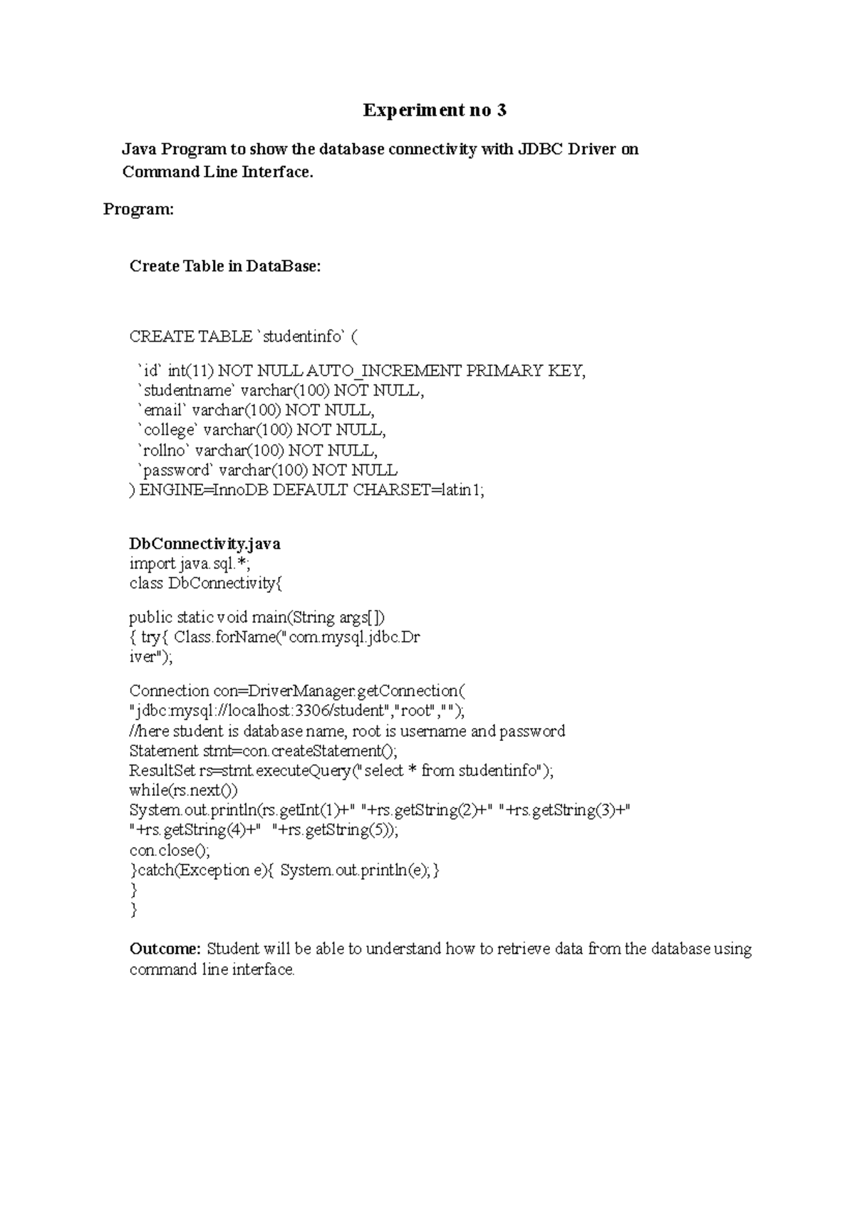 Exp 3,4SDFEFDSCVBHJ,KLJUYT - Experiment no 3 Java Program to show the ...