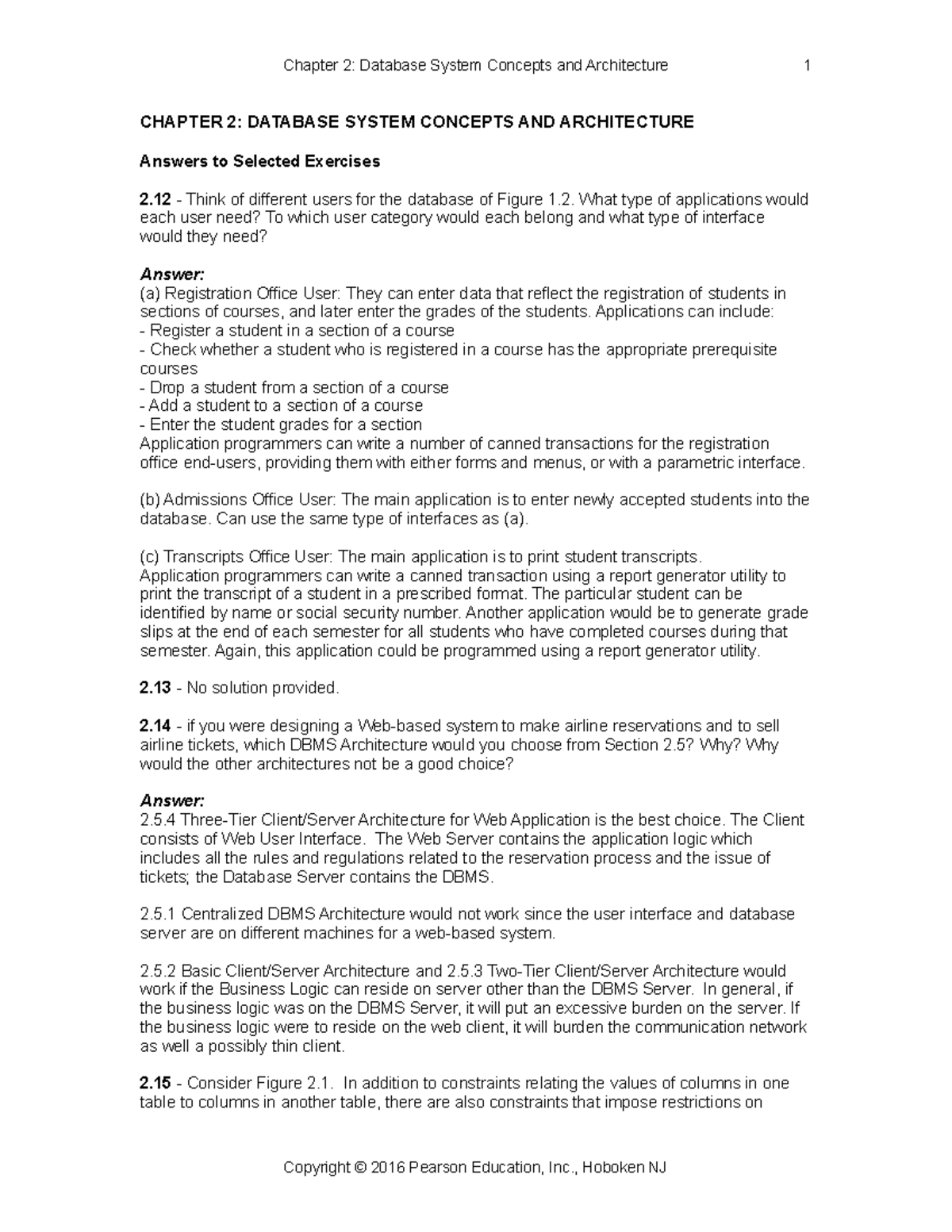 Pdfcoffee - Database 7th - Chapter 2: Database System Concepts and Architecture CHAPTER 2 ...