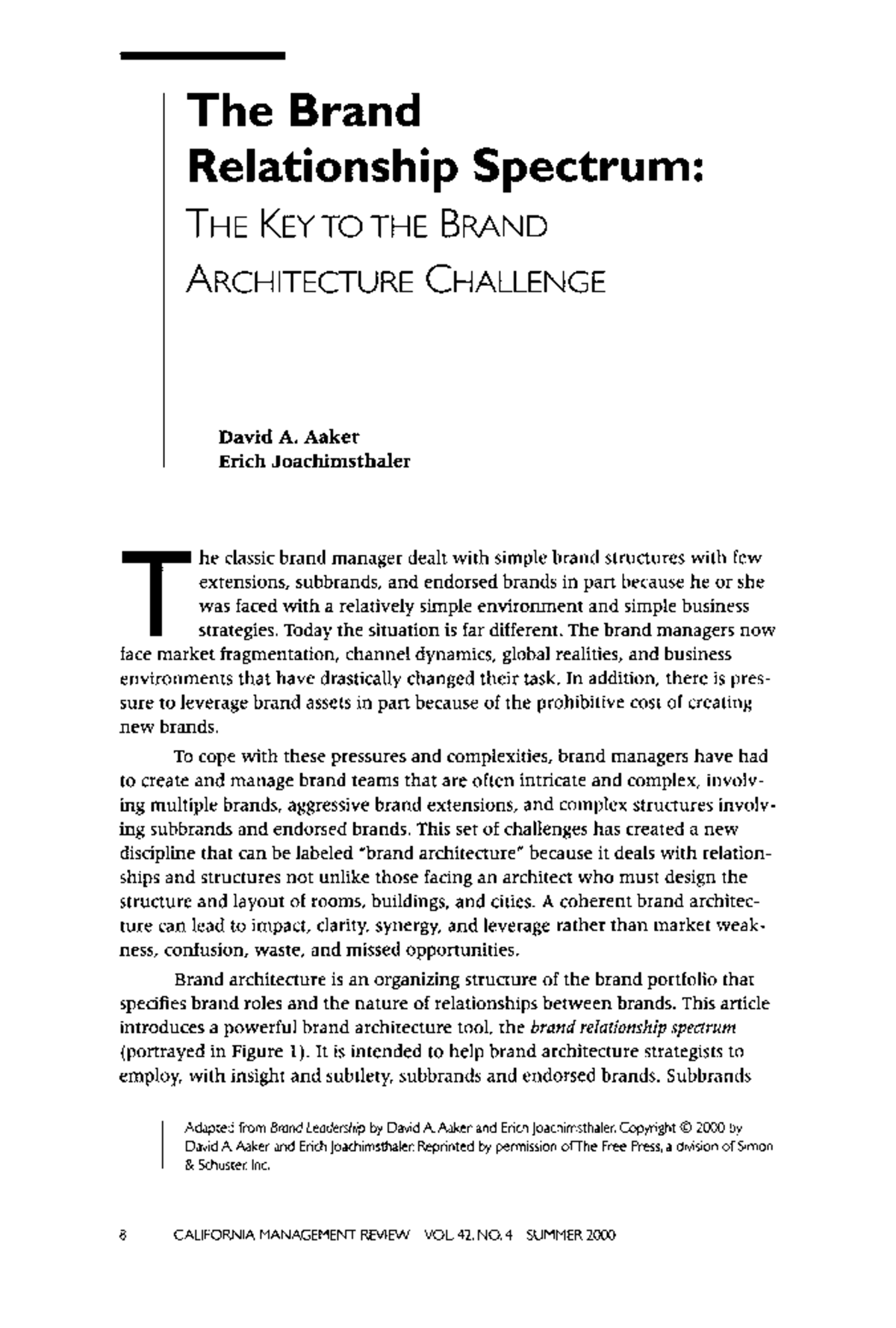 The Brand Relationship Spectrum David Aaker - The Brand Relationship ...