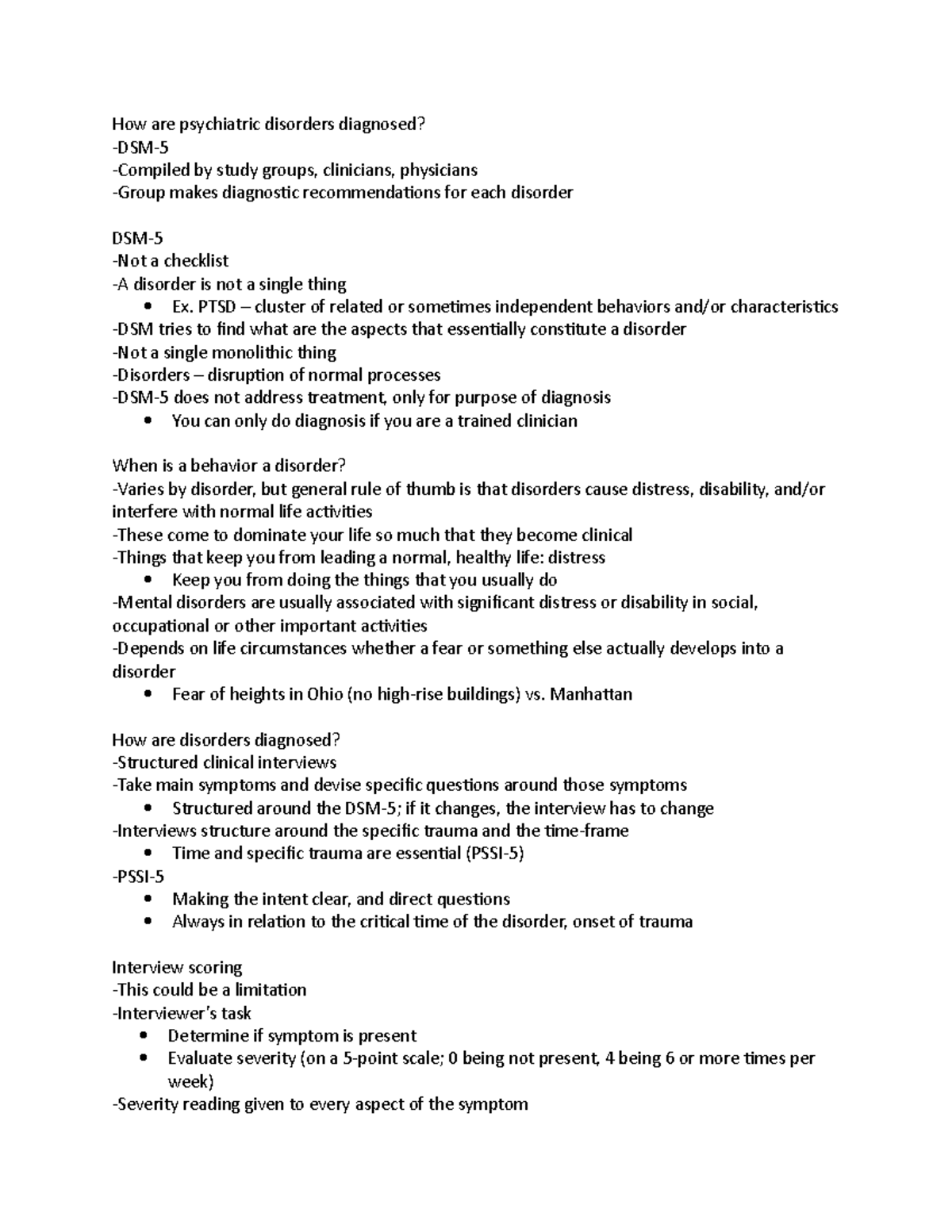1 - lecture notes - How are psychiatric disorders diagnosed? study ...