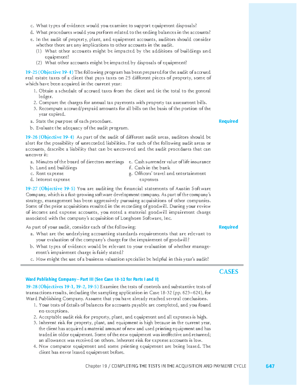 Week 7 case 19 - 28 - Case Auditing - Chapter 19 / COMPLETING THE TESTS ...